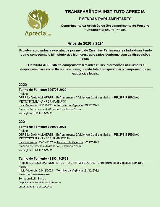 Transparência :: Instituto Aprecia